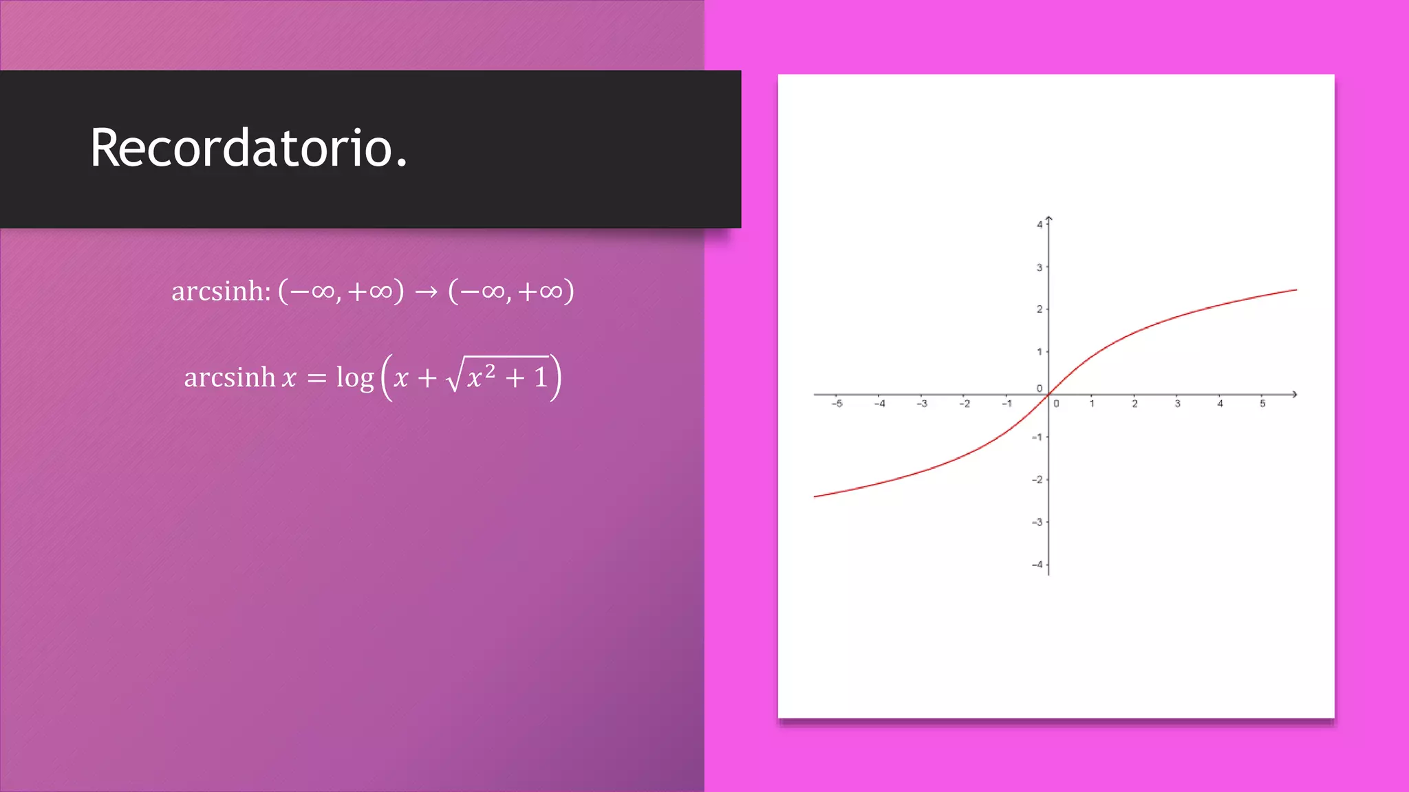 Arcoseno hiperbolico Derivada | PPT