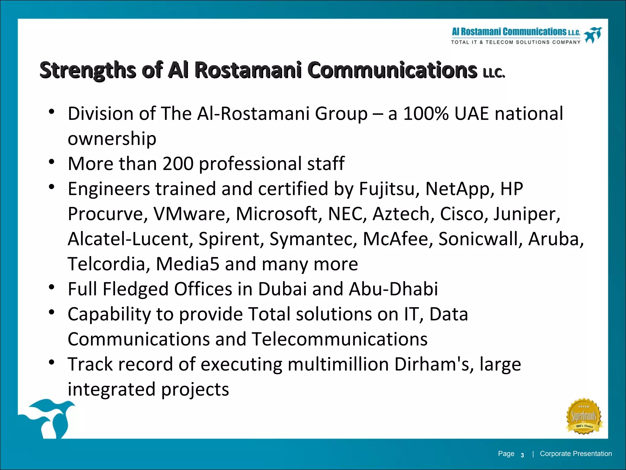 Al Rostamani Communications Profile | PPT | Business | Business and Finance