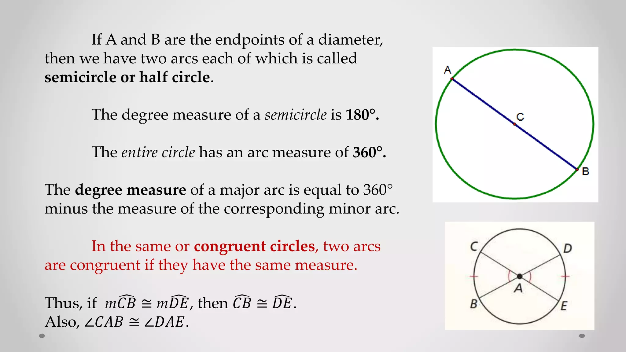 Arcs and angles of circles | PPTX