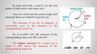 Arcs and angles of circles | PPTX