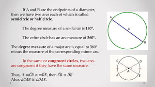 Arcs and angles of circles | PPTX