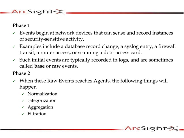 ArcSight Basics.ppt | Operating Systems | Computer Software and Applications