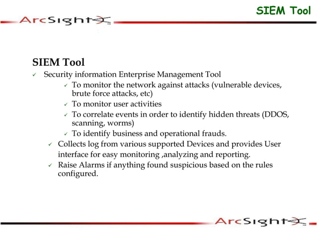 ArcSight Basics.ppt | Operating Systems | Computer Software and Applications