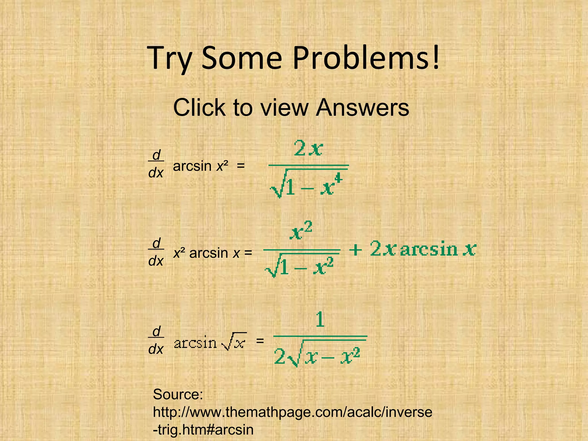 Arcsin, Arccos, Arctan | PPT