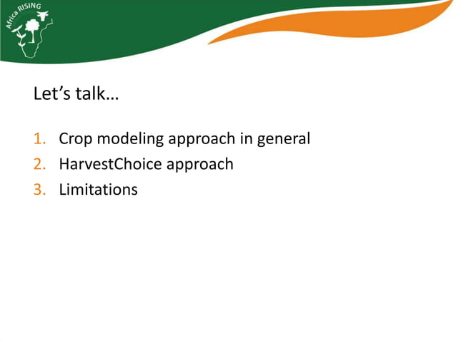 HarvestChoice Approach: Grid-based SSA-wide Crop Modeling System | PPT