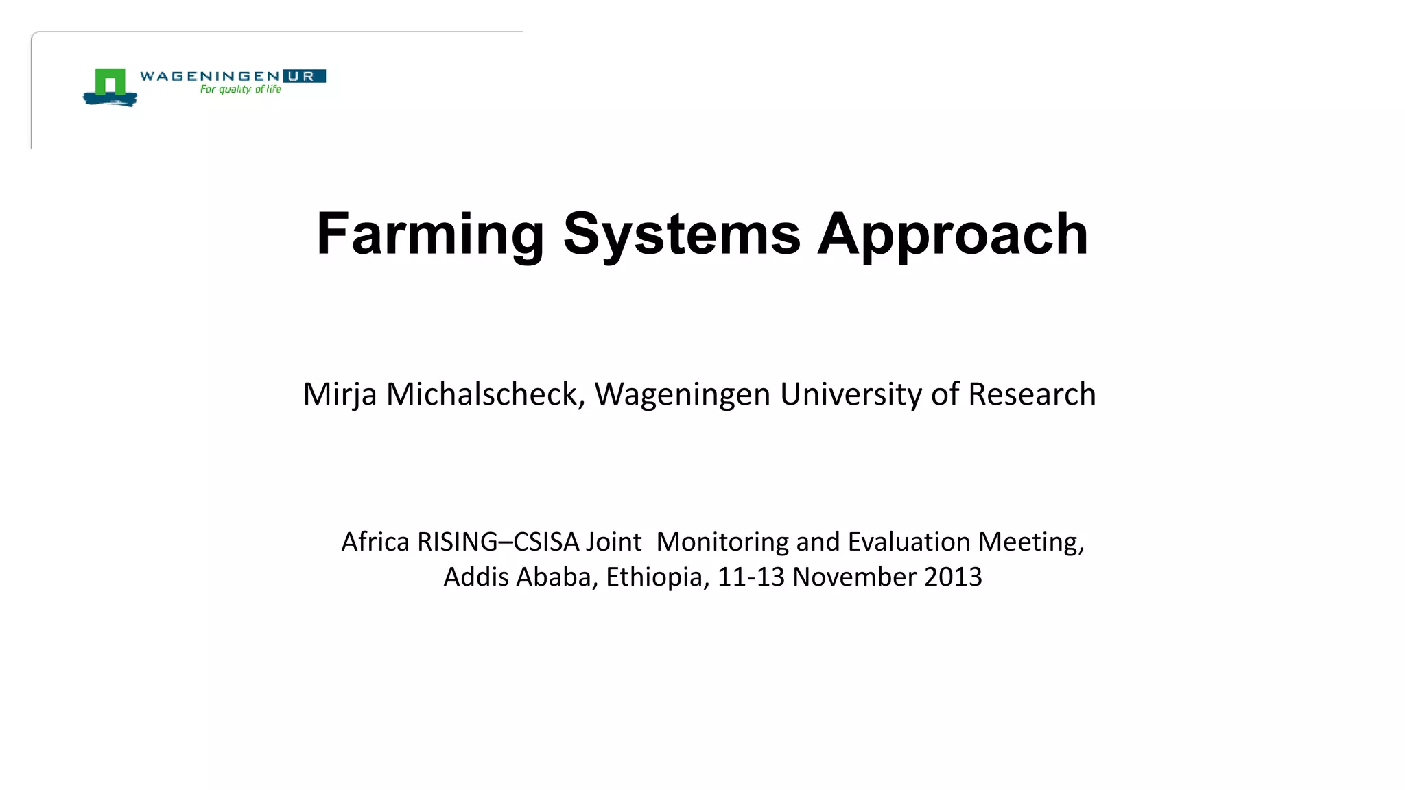 Farming systems approach | PPTX | Agriculture | Industries