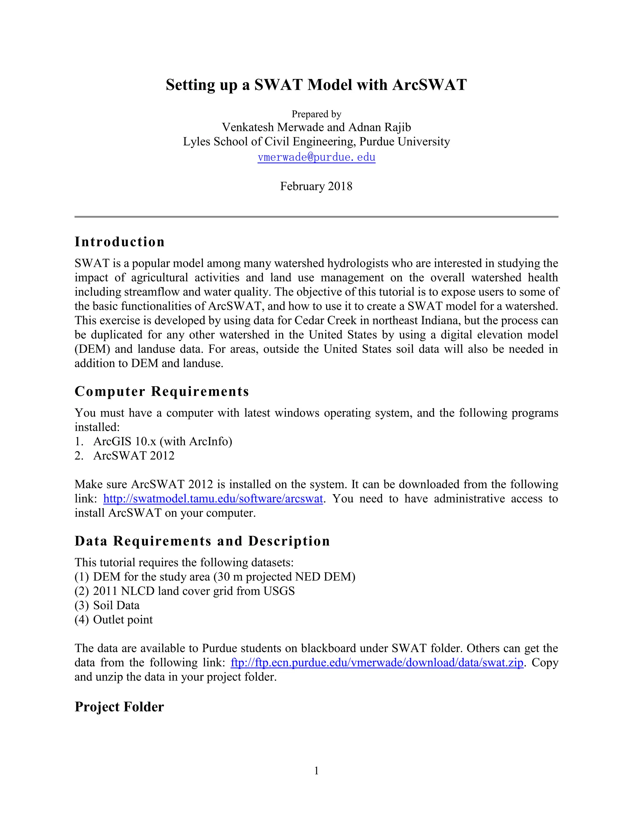 Soil and Water Assessment Tool Procedure | PDF
