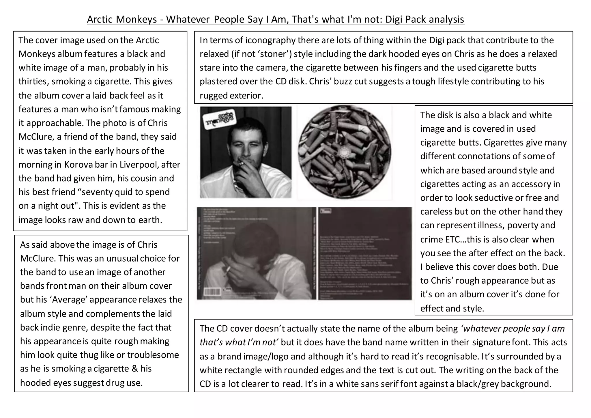 Arctic monkeys digi pack analysis | DOCX