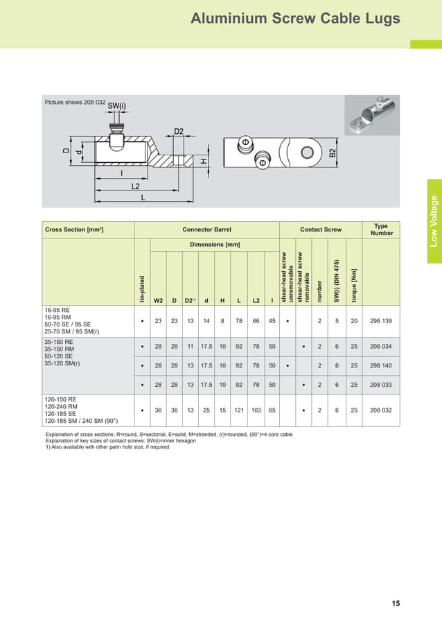 Arcus LV HV Cable Screw Connectors & Lugs | PDF