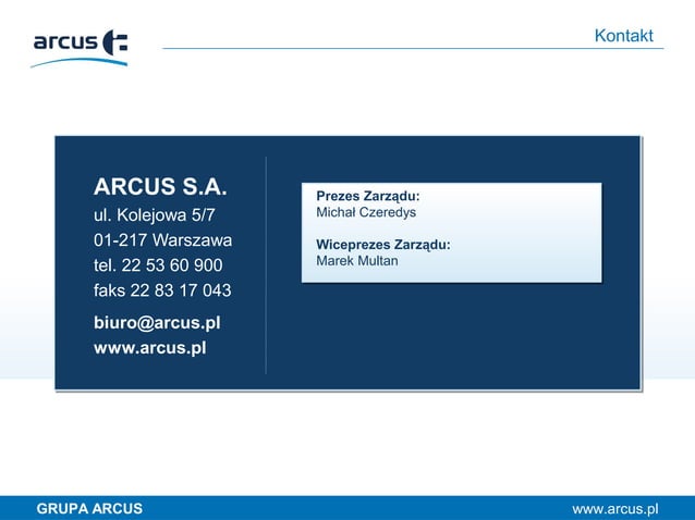 ARCUS SA - Prezentacja | PPT