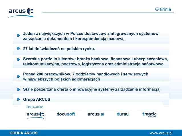 ARCUS SA - Prezentacja | PPT