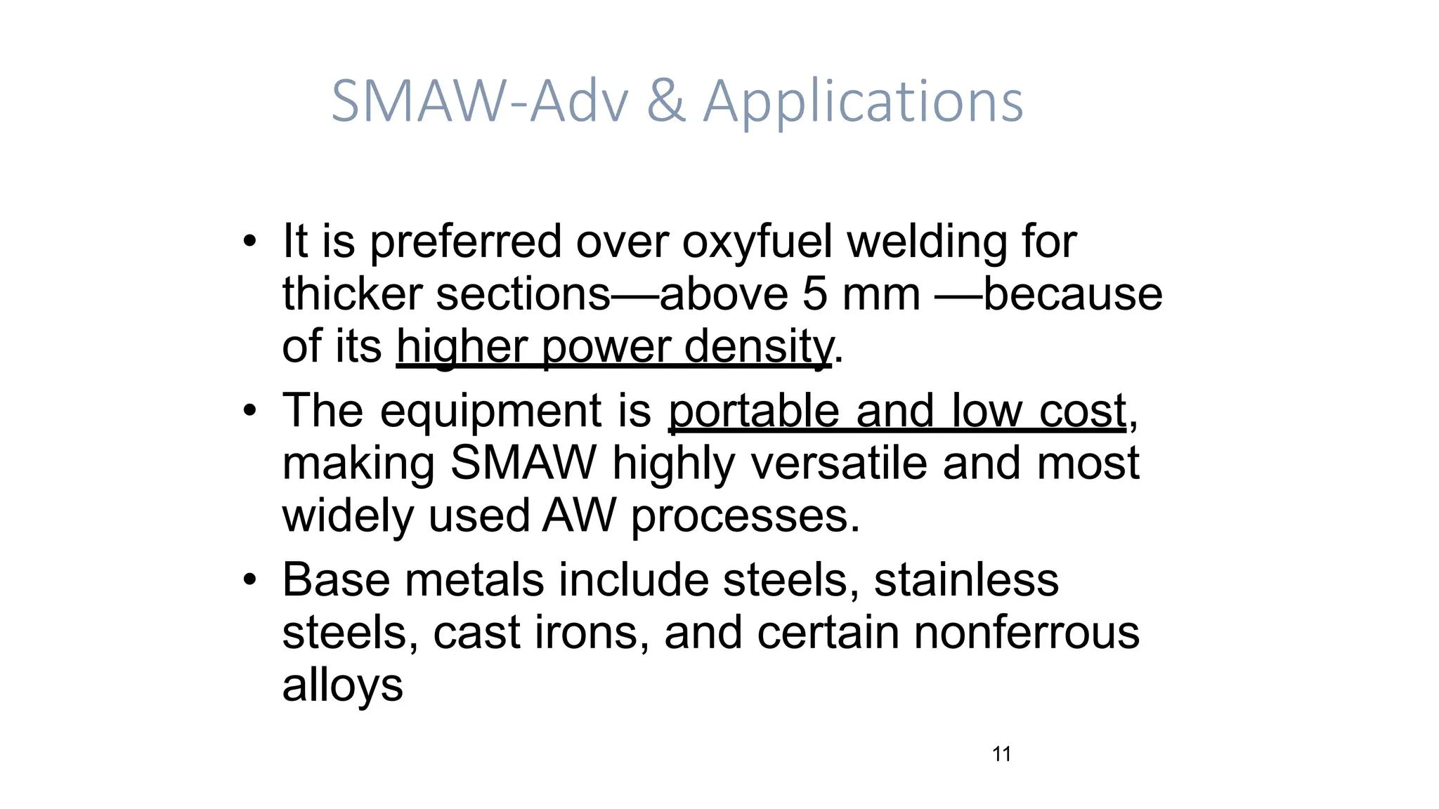 Arc welding, smaw, saw, mig, tig advantage | PPTX