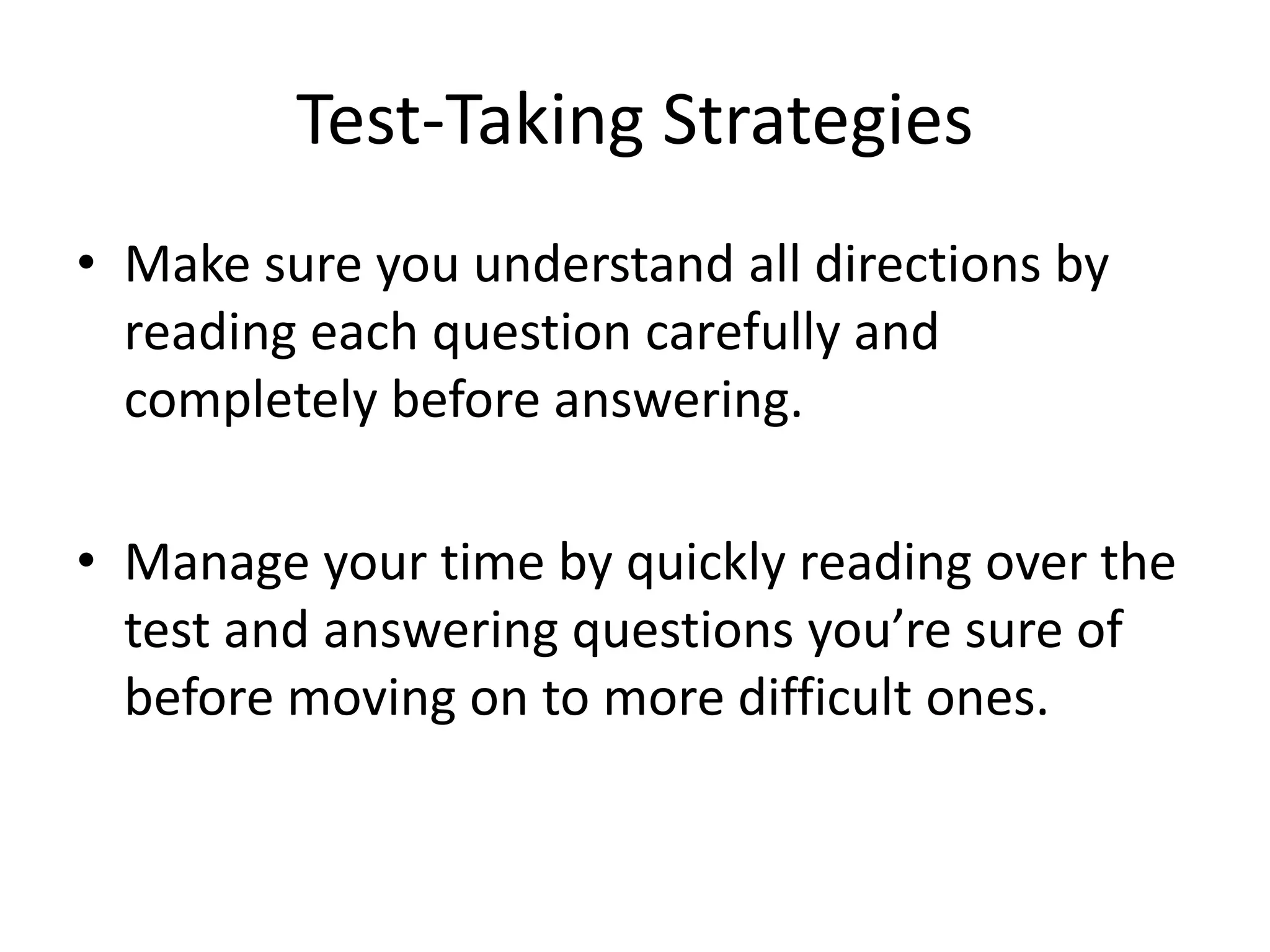 Reducing Test Anxiety