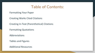 MLA Formatting and Documentation | PPTX