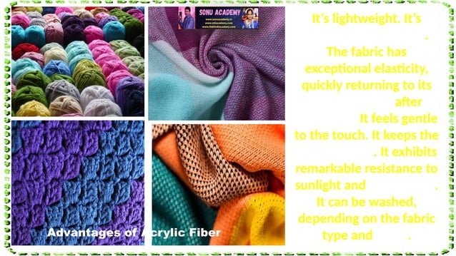 ACRYLIC FIBER - Synthetic Fibers and Plastics Class VIII - Biology CBSE ...