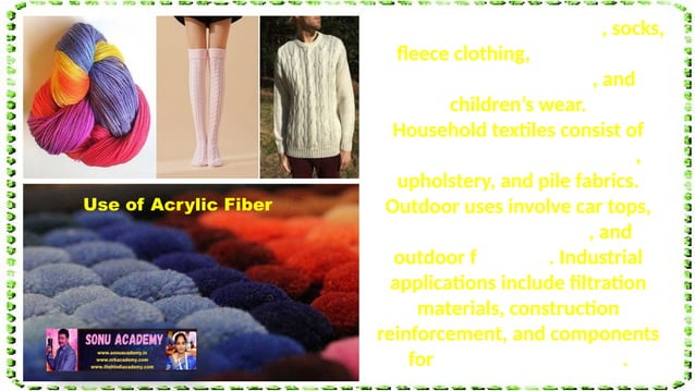 ACRYLIC FIBER - Synthetic Fibers and Plastics Class VIII - Biology CBSE ...