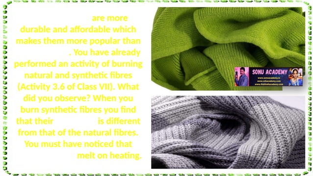 ACRYLIC FIBER - Synthetic Fibers and Plastics Class VIII - Biology CBSE ...