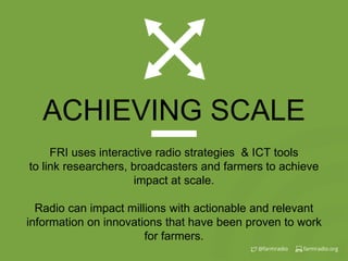 Farm radio sharing knowledge, giving voice: Opportunities to scale ...
