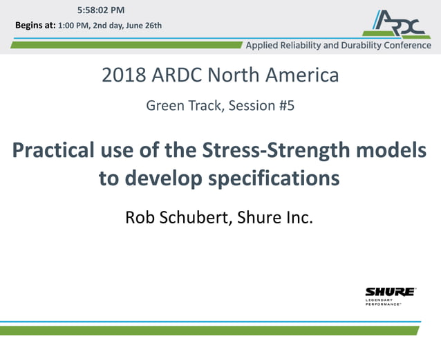 Practical Use of Stress-Strength Models to develop Specifications | PPT