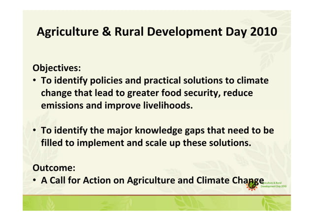 Agriculture and Rural Development Day 2010 | PDF | Agriculture | Industries