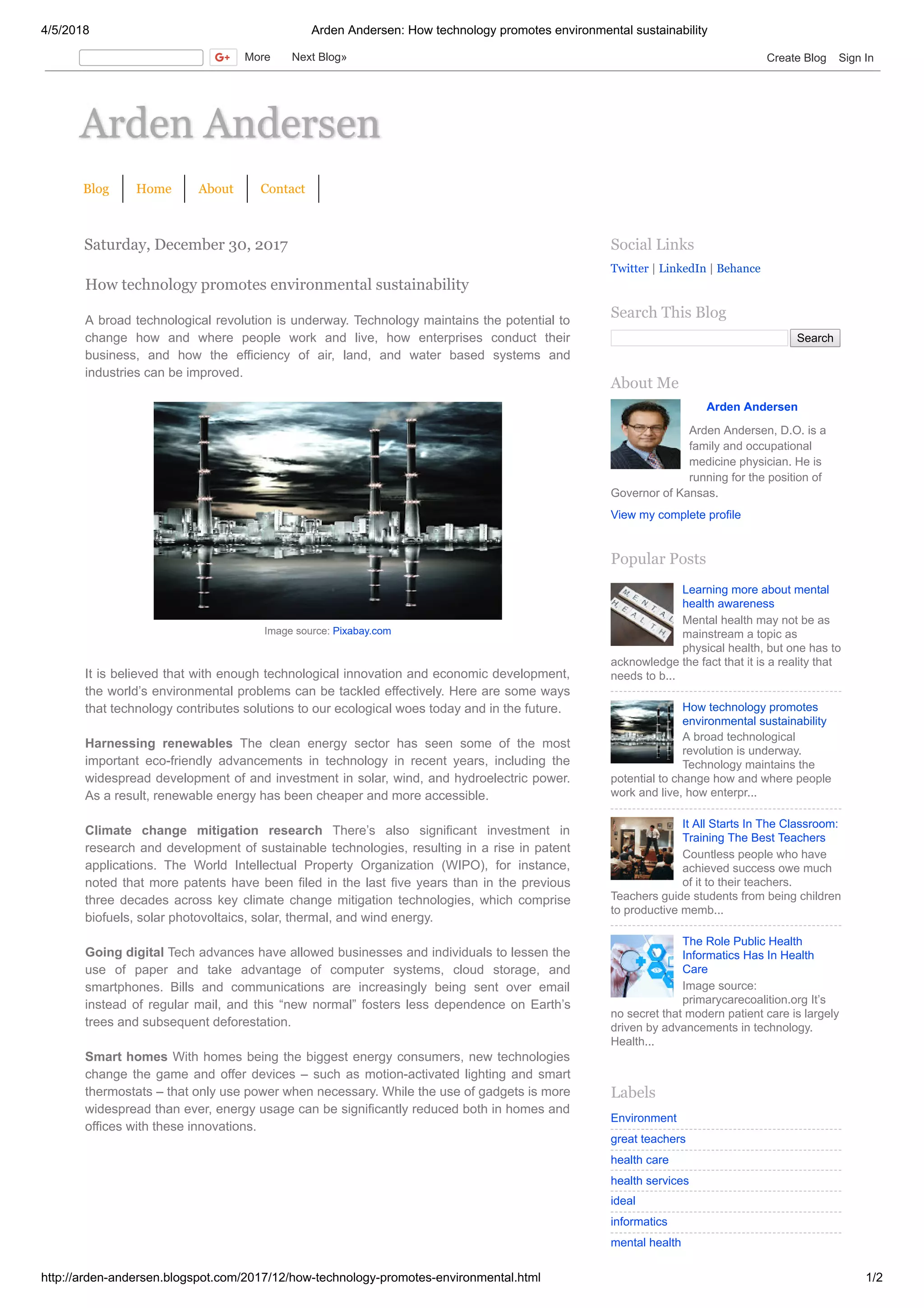 Arden andersen how technology promotes environmental sustainability | PDF