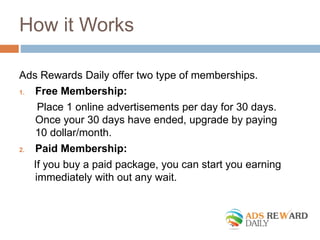 Ads Reward Daily Slide Show | PPT