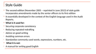 Drafting of Audit Report style guide of CAG | PPTX