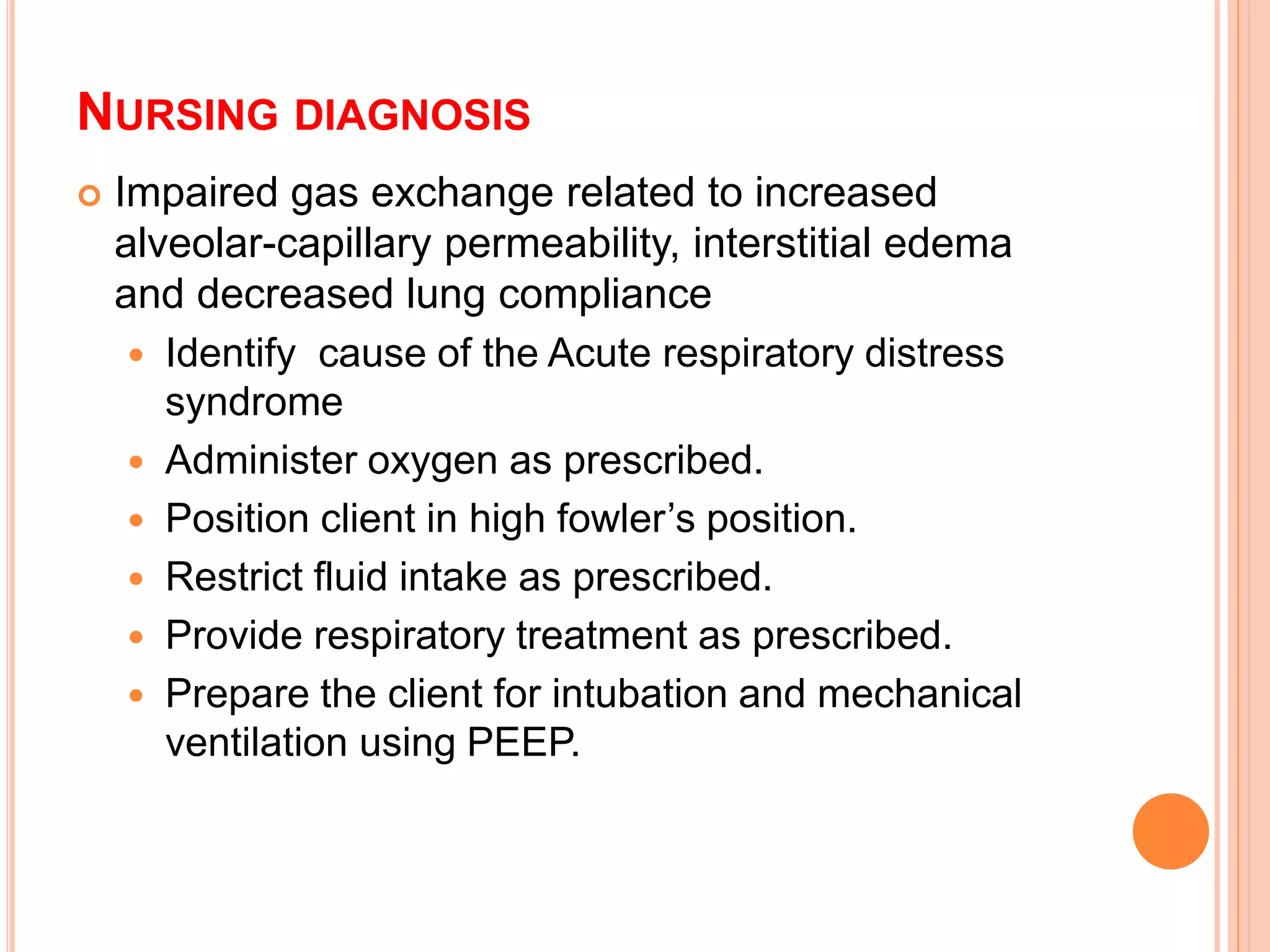Adult respiratory distress syndrome & nursing care | PPTX
