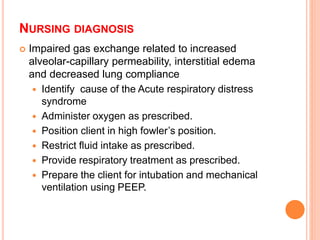Adult respiratory distress syndrome & nursing care | PPTX