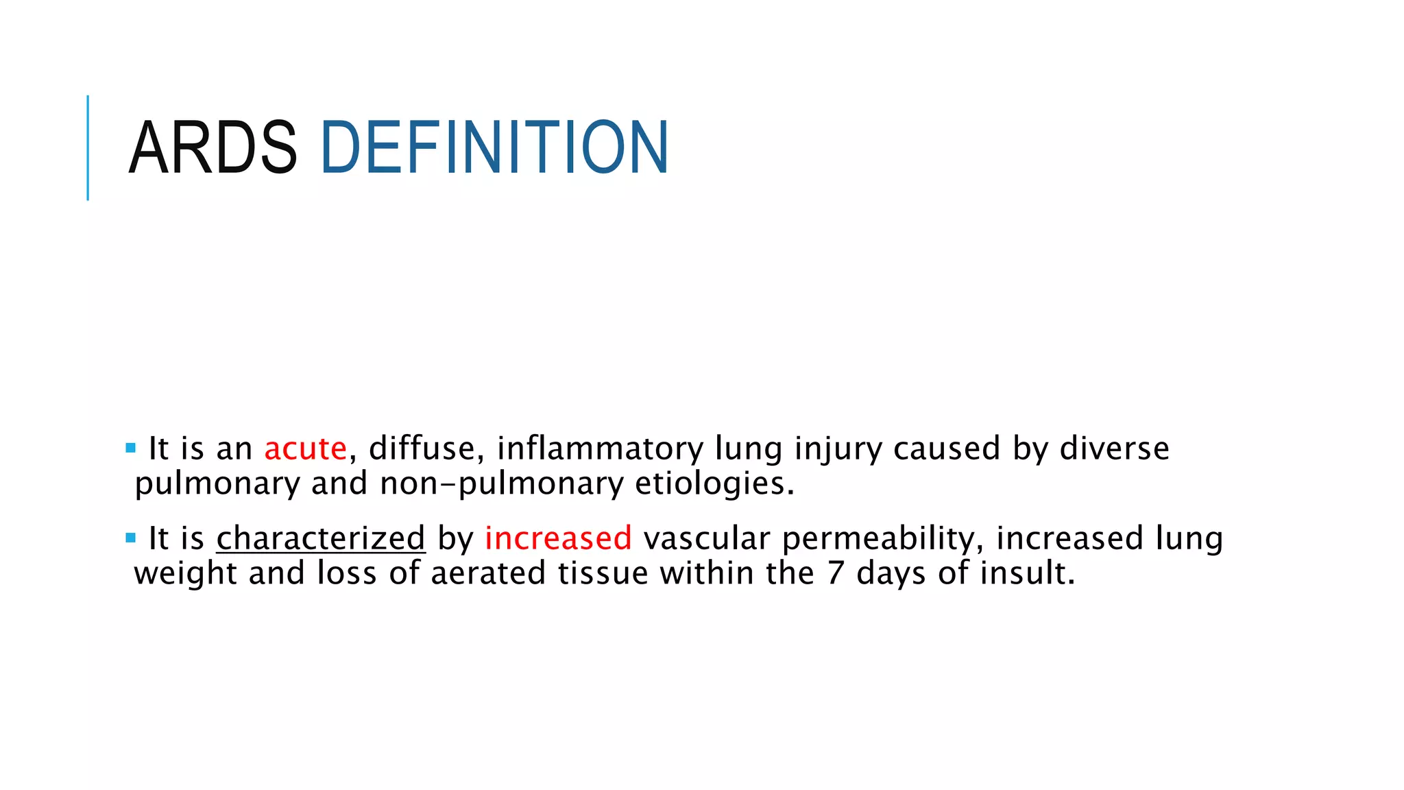 pediatric Acute Respiratory Distress Syndrome ( ARDS ) | PPTX