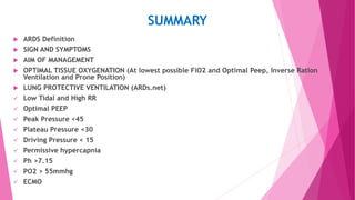 Acute Respiratory Distress Syndrome and its managment | PPT