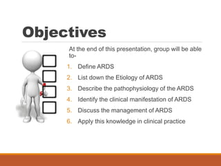 Acute respiratory Distress Syndrome - Medical and Nursing management | PPT