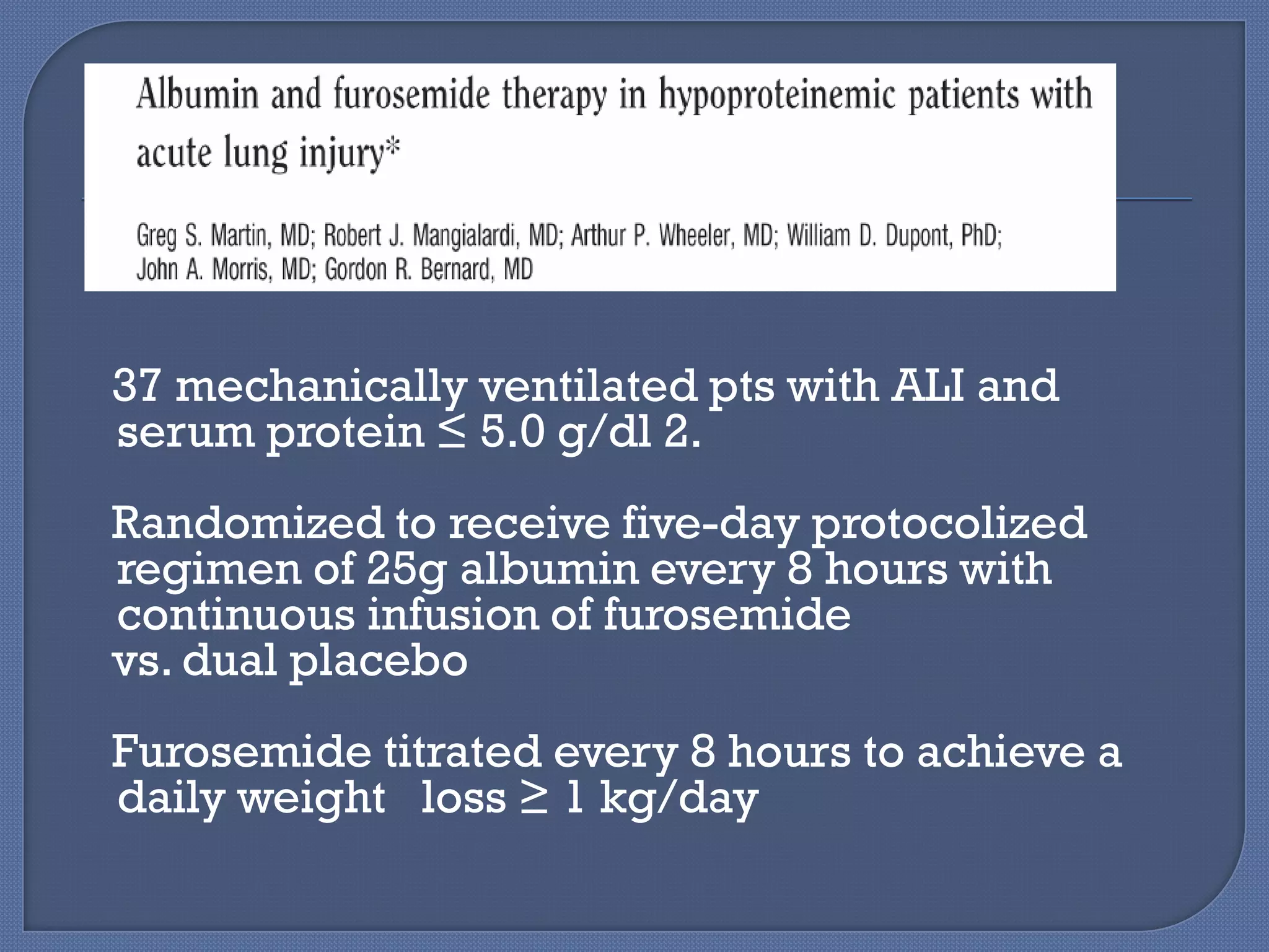 Pulmonary Edema: Fluids or Diuretics? | PPT