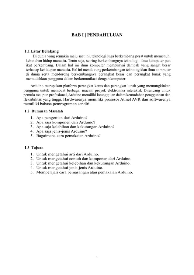 Makalah tentang ARDUINO dan cara penggunaannya. | DOCX