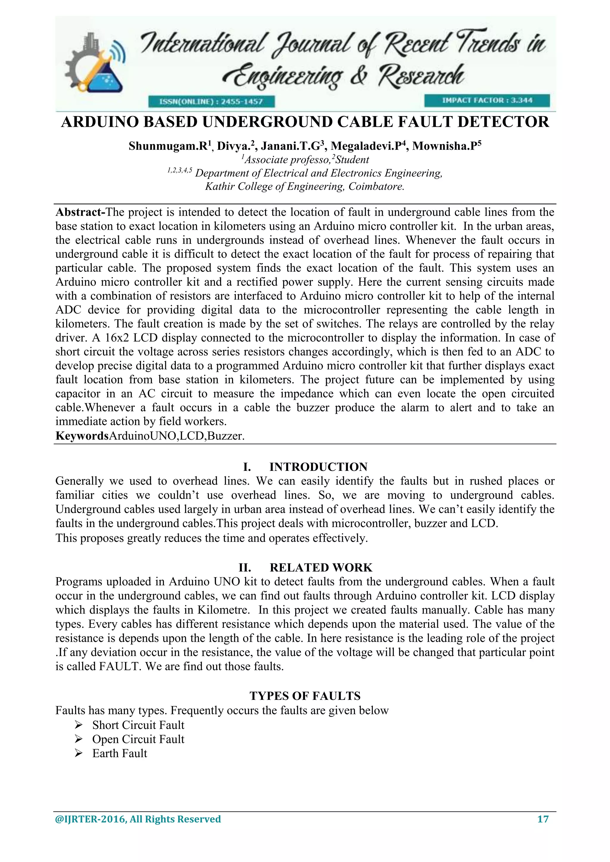 Arduino based-underground-cable-fault-detector | PDF