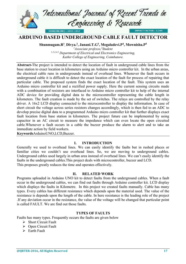 Arduino based-underground-cable-fault-detector | PDF
