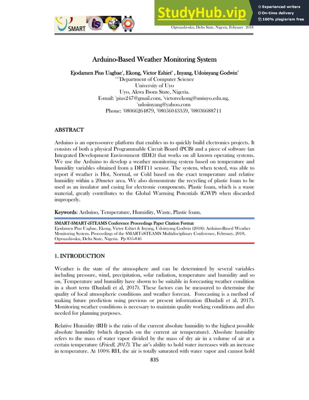 Arduino-Based Weather Monitoring System | PDF