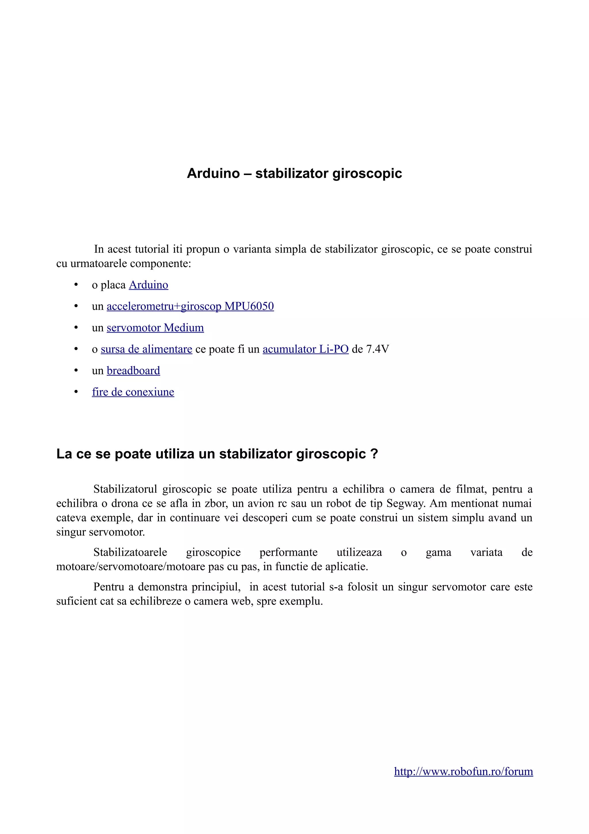 Arduino gyro stabilizator | PDF