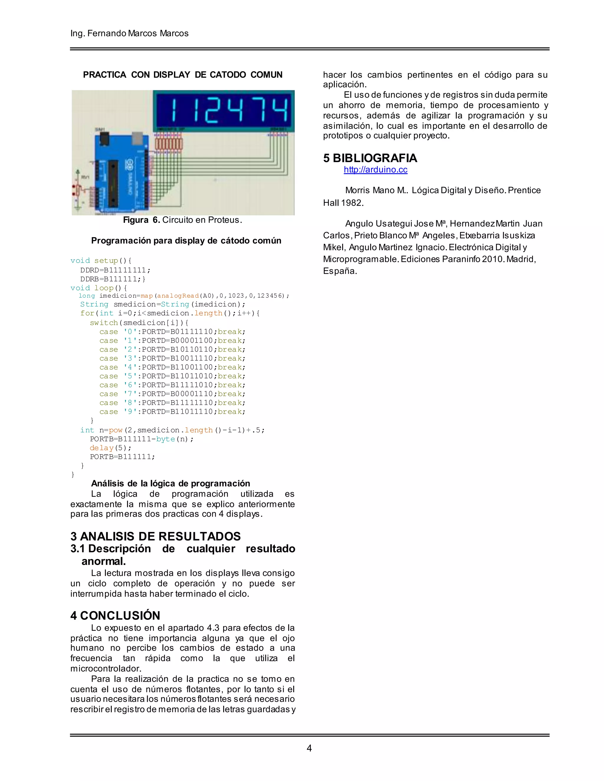 Multiplexor Display de 7 Segmentos con Arduino UNO ATmega328P | DOCX ...