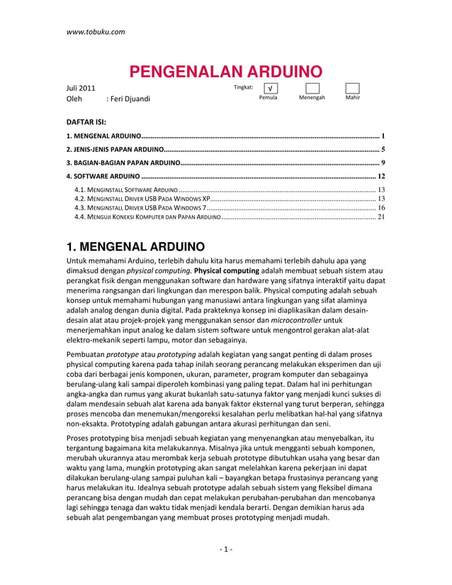 Arduino pengenalan | PDF