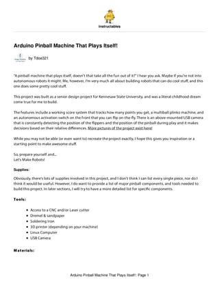 Arduino pinball-machine that plays itself | PDF