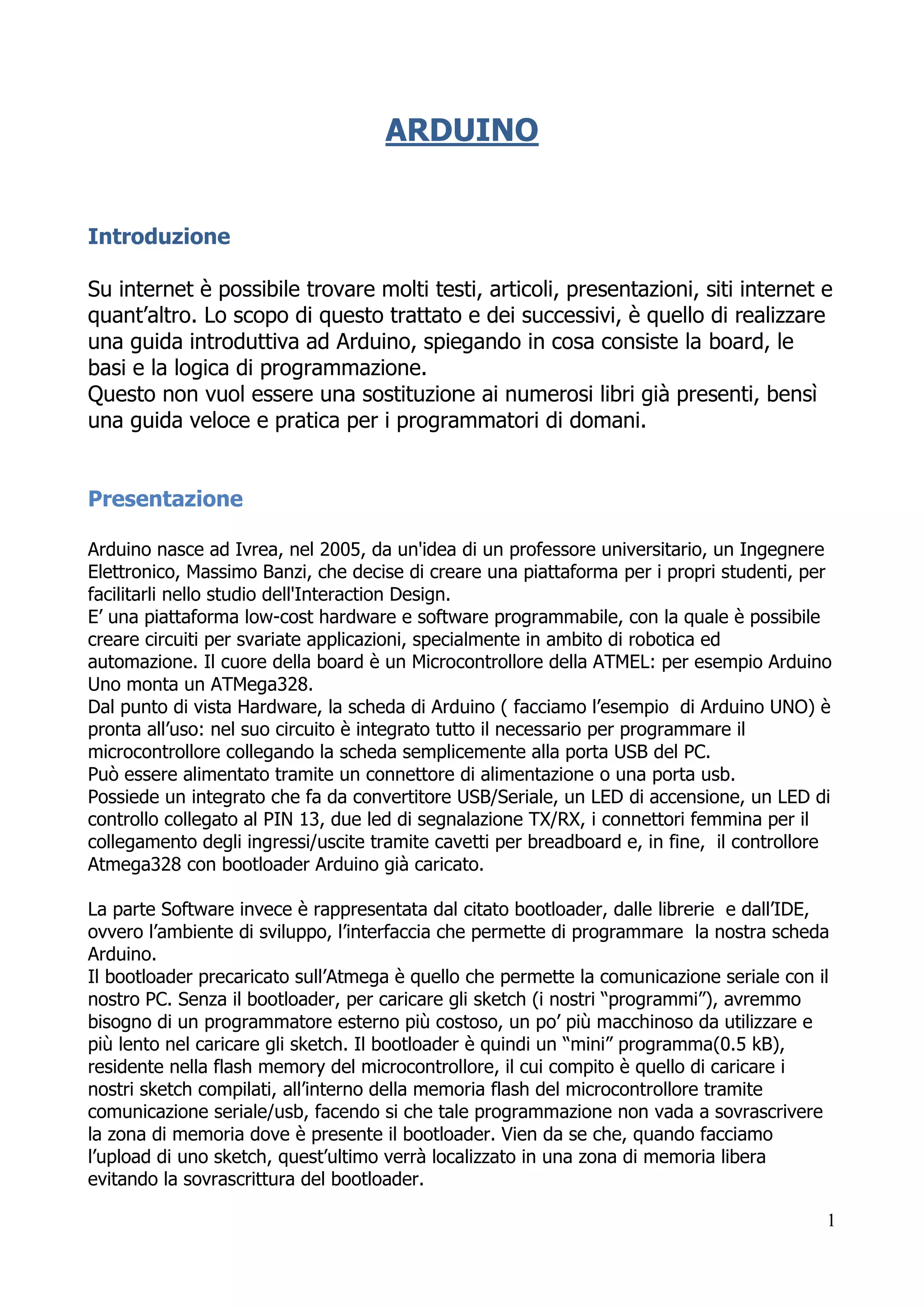 Arduino prima spiegazione | PDF
