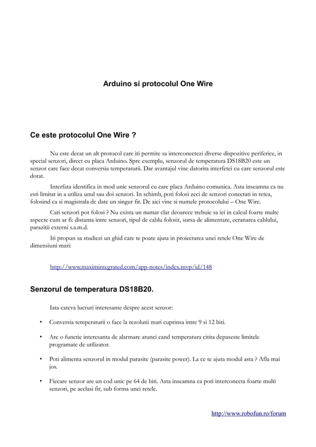 Arduino protocolul 1 wire | PDF