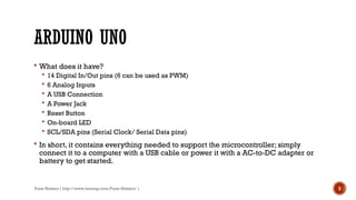 Arduino uno details and Workshop contents | PPT