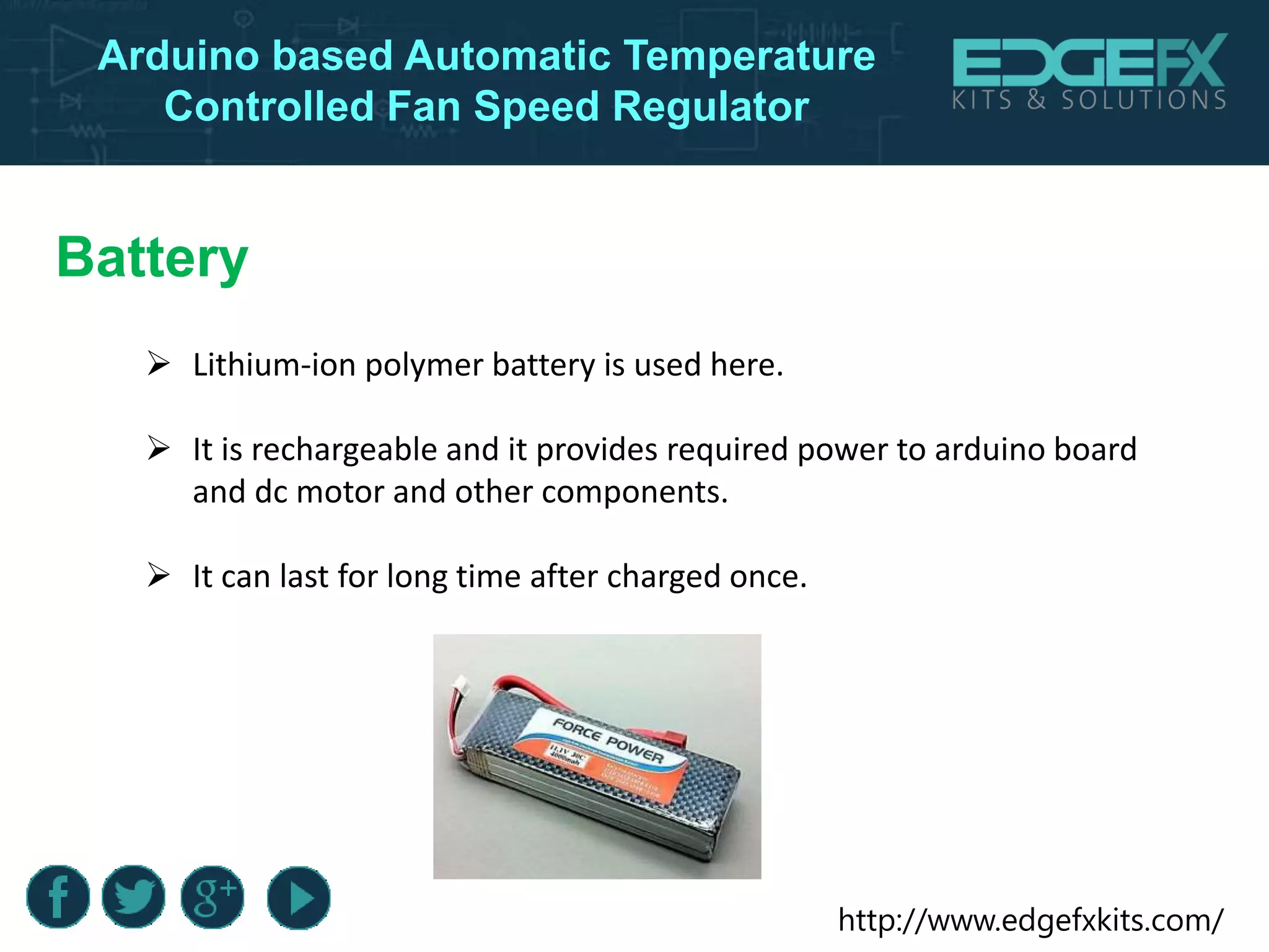 Arduino based automatic temperature controlled fan speed regulator | PPTX