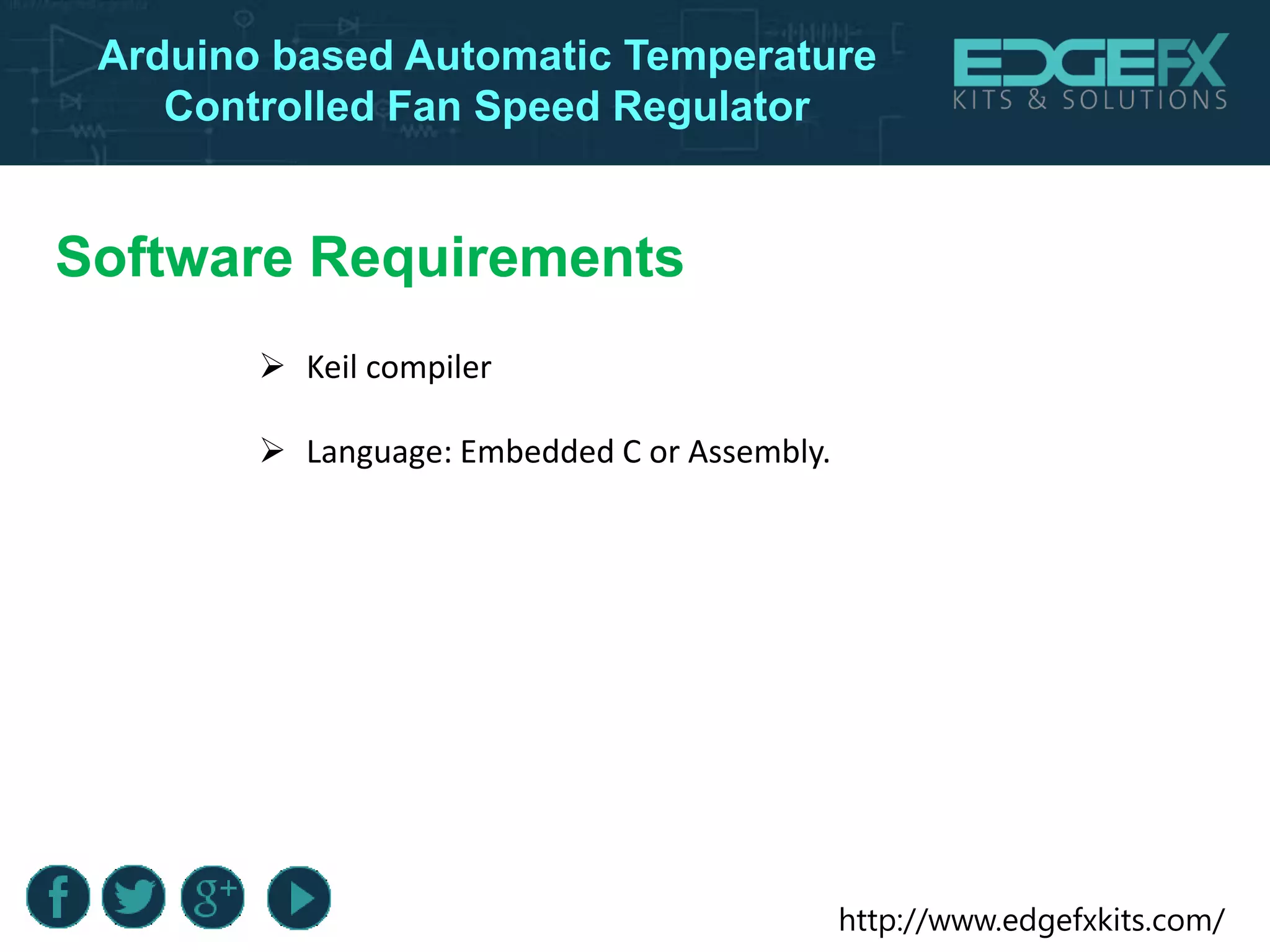 Arduino based automatic temperature controlled fan speed regulator | PPTX