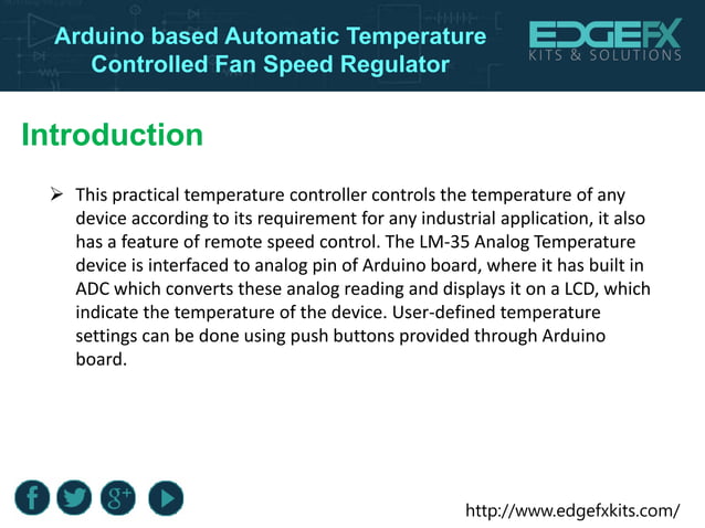 Arduino based automatic temperature controlled fan speed regulator ...