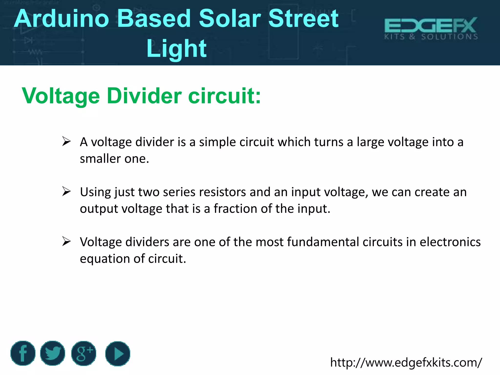 Arduino based solar street light | PPTX