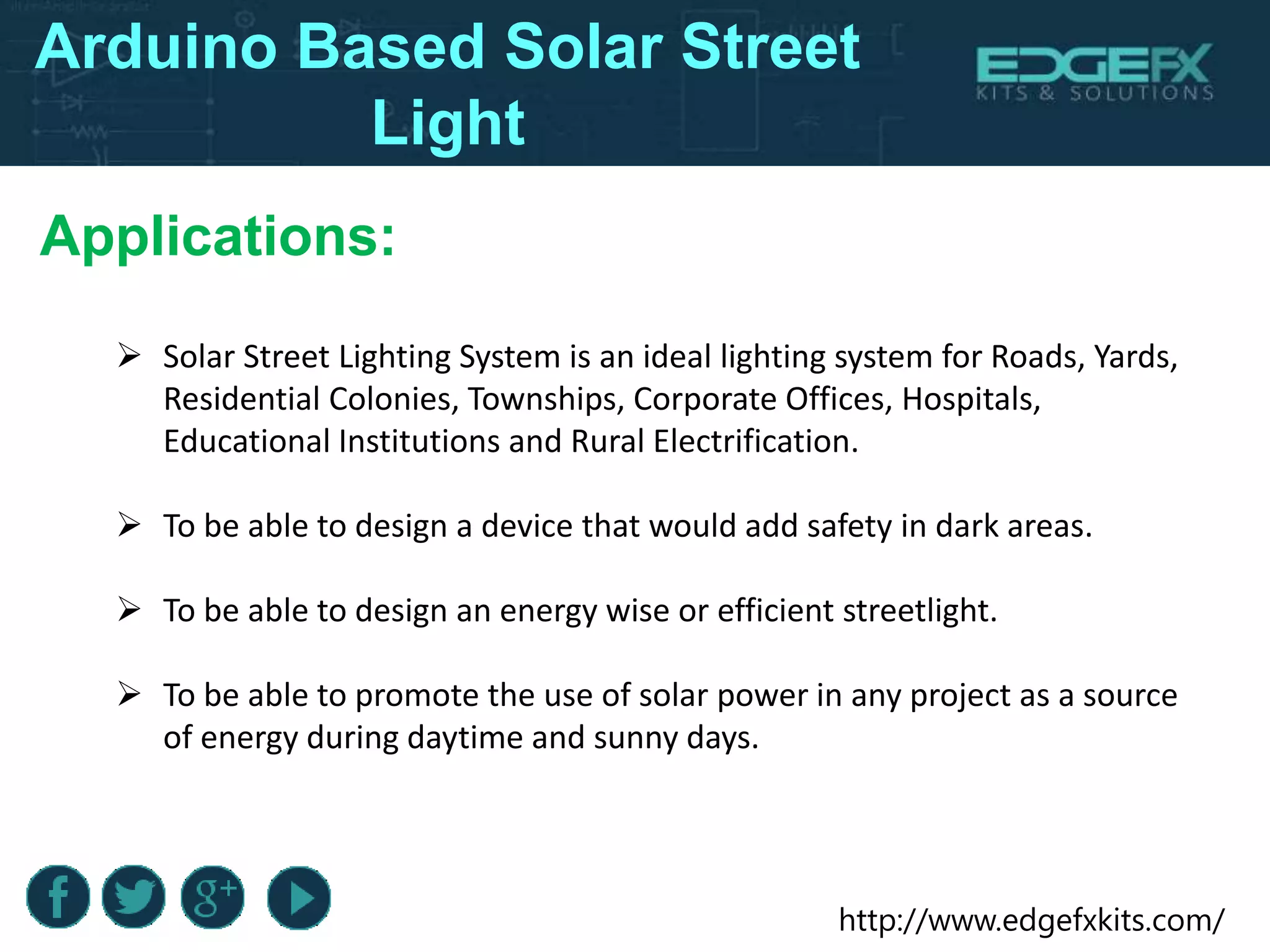 Arduino based solar street light | PPTX
