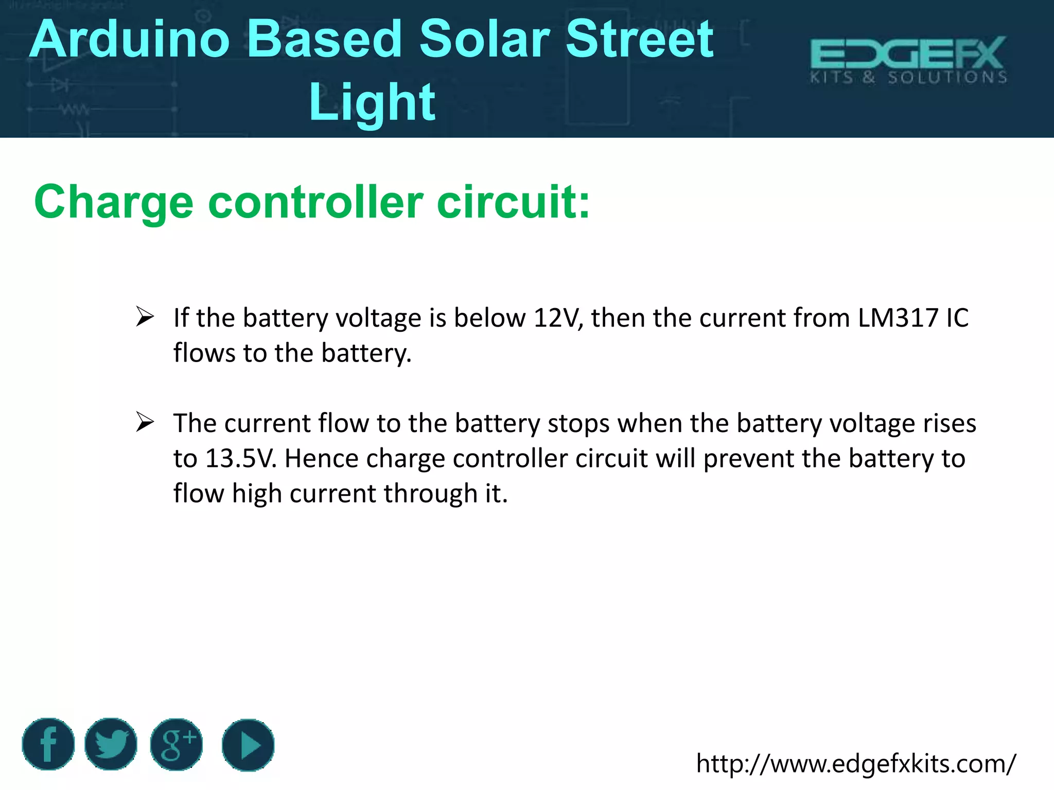Arduino based solar street light | PPTX